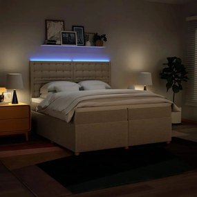 Box spring postel s matrací krémová 200x200 cm textil 3293706