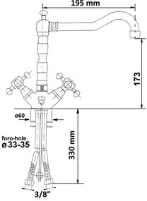Sapho ANTEA stojánková umyvadlová baterie s retro hubicí s výpustí, chrom 3371