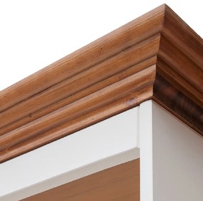 Massive home | Belluno Elegante malý bílý televizní stolek z masivu s dubovou deskou