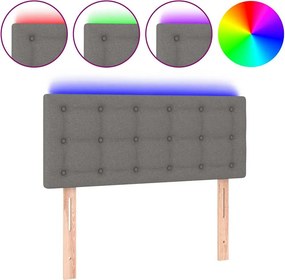 Čelo postele s LED tmavě šedé 80 x 5 x 78/88 cm textil 3122021
