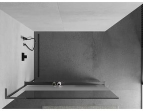 Mexen Kioto+ L, sprchová zástěna Walk-In s poličkou a věšákem 80 x 200 cm, 8mm čiré sklo-námraza, grafitový profil, 800-080-123-66-35