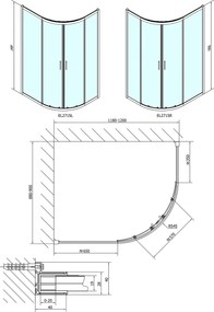 Polysan Easy Line 120 x 90 cm sprchový kout / zástěna čtvrtkruhová EL2715