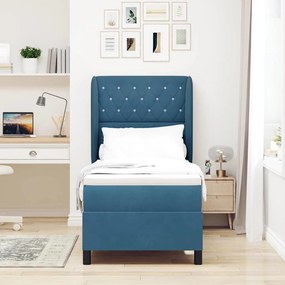 Postel s boxspringem s čelo Tmavě modrá 200 x 80 cm samet 3340848
