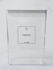 FAZOLE – průhledná samolepka na dózu, základní písmo, 5 × 5 cm