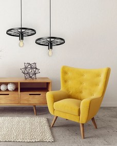 Toolight - Stropní lampa závěsná retro kruhová 1xE27 APP212-1CP, černá, OSW-08001