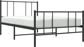 vidaXL Kovový rám postele s hlavovým a nožním čelem 100 x 190 cm [352492] Barva: Černá