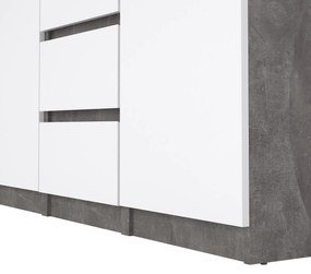 Tvilum Komoda Simplicity 236 beton/bílý lesk
