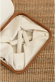 Krémový látkový úložný box s víkem 40,5x33x30 cm Bamboo/Linen – Bigso