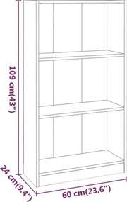 vidaXL 3patrová knihovna 60 x 24 x 109 cm kompozitní dřevo [815088] Barva: bílá s vysokým leskem