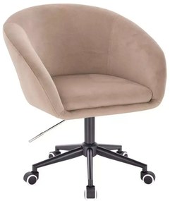 LuxuryForm DESIGN Otočná židle VENICE VELUR na černé podstavě s kolečky - latte