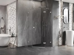 Mexen Lunar, výklopný pětiúhelníkový sprchový kout pravý 90 x 90 cm, 8mm čiré sklo, chromový profil, 831-090P-090L-01-00-P