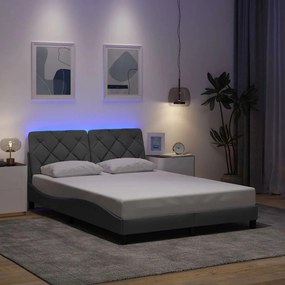 Rám postele s LED bez matrace Světle šedá 140x200 cm Látka 3310671