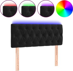 Čelo postele s LED černé 90 x 7 x 78/88 cm samet 3121986