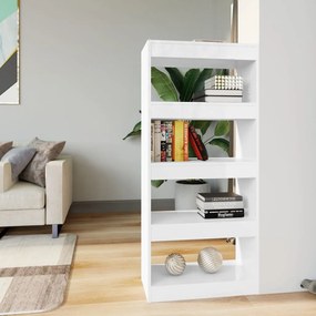 Knihovna/dělicí stěna bílá lesklá 60x30x135 cm kompozitní dřevo - Default Title