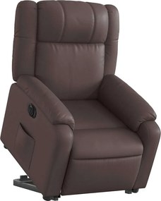 Elektrické zvedací polohovací křeslo hnědé umělá kůže 3205166
