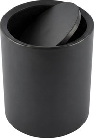 Koupelnový odpadkový černý koš RUND, 6 l