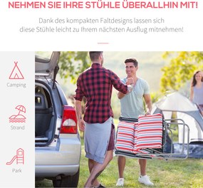 Outsunny lehátko sada 2 lehátek s polštářem skládací nastavitelné opěradlo ocel+polyester červená 60 x 75 x 65-102 cm| Aosom