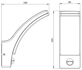 LED Venkovní nástěnné svítidlo se senzorem AMY LED/12W/230V IP44 černá