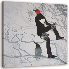 Gario Obraz na plátně Pták v obleku sedící na větvi - Lili Chartrand Rozměry: 30 x 30 cm