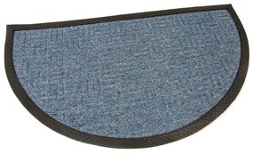 Modrá textilní vstupní půlkruhová rohož Criss Cross - 75 x 45 x 1 cm