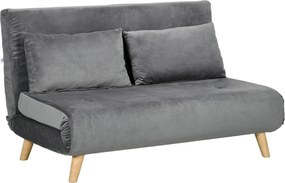 HOMCOM 2místná rozkládací pohovka s funkcí lůžka, rozkládací pohovka s nastavitelným opěradlem, šedý sametový vzhled, 130 x 78 x 79 cm do obývacího p…