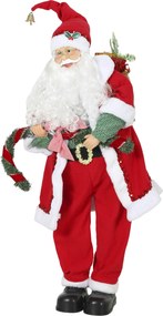 HOMCOM Zpívající a tancující Santa Claus, 120 cm, stojící animovaná vánoční postava se svícnem a pytlem, aktivovaná zvukem / dotykem