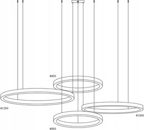 Závěsná lampa Circle 80+80+100+120 Led mosaz na 1 stropě