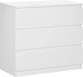 HOMCOM Komoda se 3 zásuvkami - Moderní design s měkkým zavíráním pro ložnici a obývací pokoj - 60 x 38 x 100 cm, bílá | Aosom