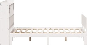 Postel s knihovnou bez matrace bílá 140x190 cm masivní borovice 3322685