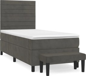 Box spring postel s matrací tmavě šedá 100x200 cm samet 3137888