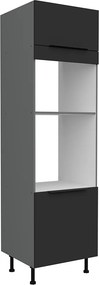 ARIA ab | vysoká skříňka 60 DPM-215 2F na vestavnou troubu a mikrovlnku | 60 cm | ANTI FINGERPRINT povrch | antracit/černá