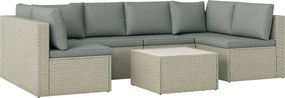 Modulární outdoorová souprava zahradního nábytku Outsunny pro 6 osob, balkonový nábytek z pleteného pryskyřice se soupravou a skleněným stolkem, odním