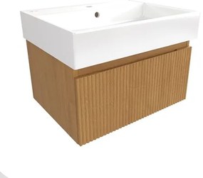Koupelnová skříňka s umyvadlem SAT Evolution 58x30x44,5 cm dub medový mat SATEVO60DMU2
