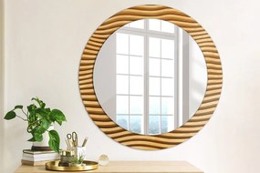 Kulaté dekorativní zrcadlo Dřevěná vlna fi 70 cm