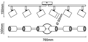 Brilliant - Bodové svítidlo KERRY 6xE27/40W/230V černá/bambus