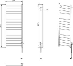 Sapho REDONDO elektrický sušák ručníků kulatý 600 x 1500 mm 130 W nerez lesk ER250V