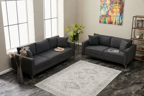 Hanah Home Třímístná pohovka BERLIN antracitová se zlatou 222 cm 825BLC2795