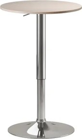 HOMCOM výškově nastavitelný barový stůl s funkcí 360° otočení, kulatá noha, vysoký stůl do kuchyně/jídelny Ø60x67-93 cm Přírodní