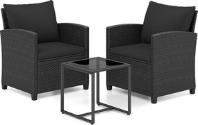 Costway Ratanový set zahradního nábytku včetně 2 židlí s polštáři
