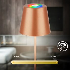 Briloner 7510013-LED RGB Stm stolní lampa CALIDA 2,5W/5V IP44 1200mAh bronzová