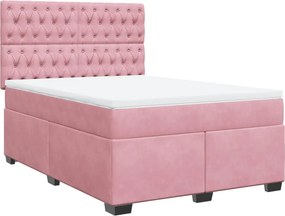 Box spring postel s matrací růžová 160x200 cm samet 3293265
