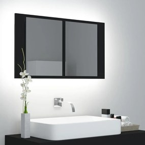 LED koupelnová skříňka se zrcadlem černá 80 x 12 x 45 cm akryl - Default Title