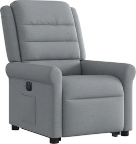 Elektrické zvedací polohovací křeslo světle šedé textil 3303334