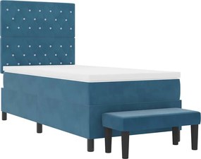 Postel s boxspringem s čelo Tmavě moddrá 200 x 90 cm samet 3344424