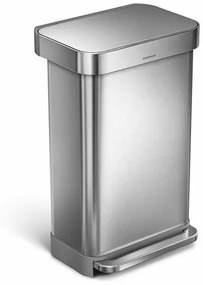 Pedálový odpadkový koš Simplehuman – 45 l, matná ocel, FPP, kapsa na sáčky, 45 l