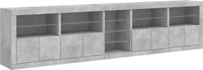 Příborník s LED osvětlením betonově šedý 283 x 37 x 67 cm 3209026