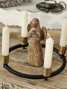 Černo - zlatý antik kovový svícen na 4 svíčky Ariana black/gold - Ø 20*5 cm