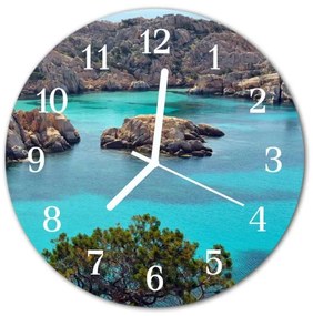 Nástěnné hodiny obrazové na skle - Mořská krajina