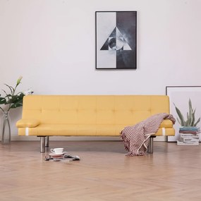 vidaXL 282190 Marketos Sofa Bed with Two Pillows Yellow Polyester