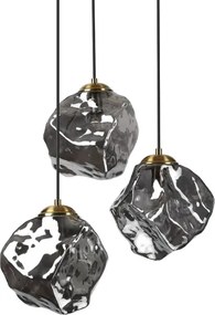 Lustr na lanku CRISTAL 3xE14/15W/230V mosaz/kouřová černá